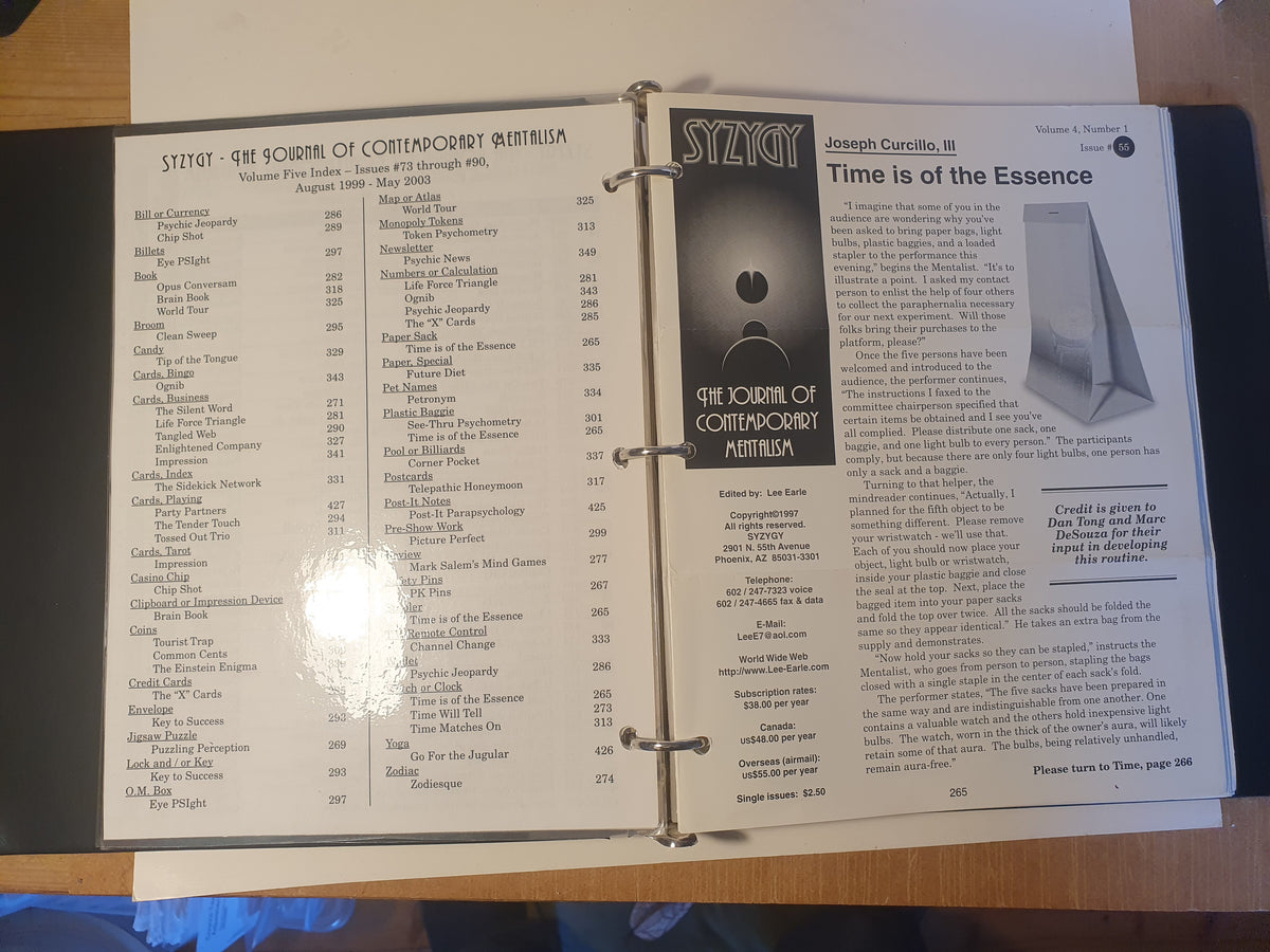 Lee Earle (ed) - SYZYGY - Journal of Contemporary Mentalism – Martin ...